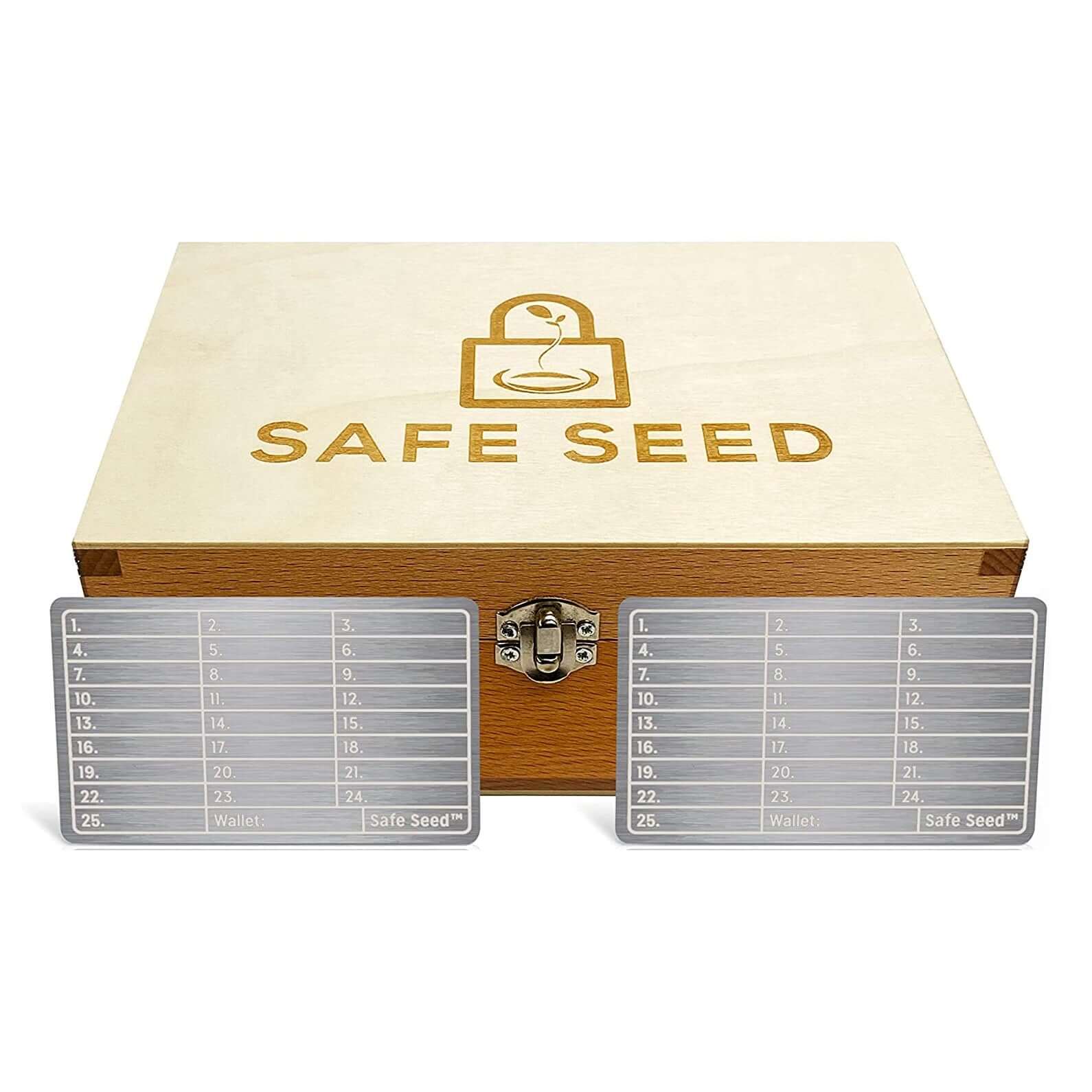 SAFE SEED Crypto Seed Key Phrase Backup - 2 Titanium Plates + Stamping